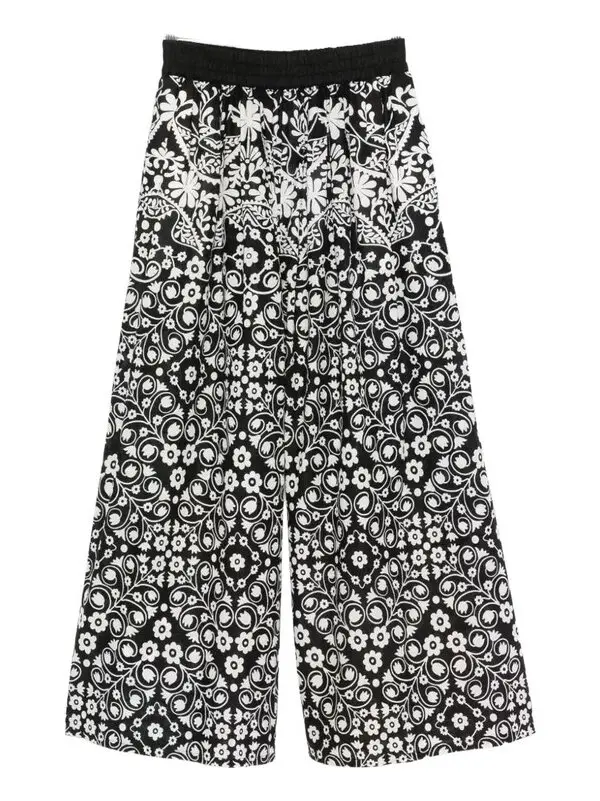 Max Mara Floral-print Palazzo Pants - Black