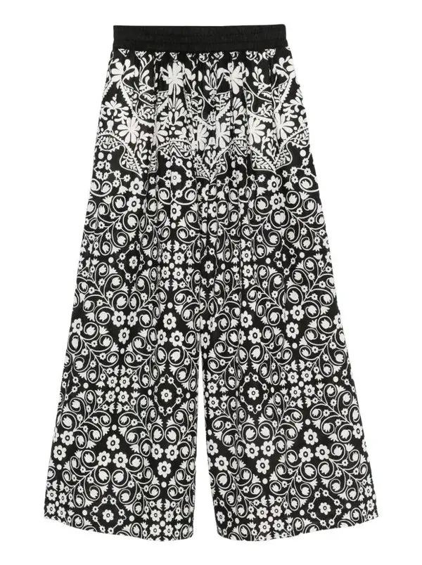 Max Mara Floral-print Palazzo Pants - Black