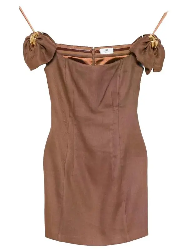 Elisabetta Franchi Off-the-shoulder Bow-detail Dress - Brown