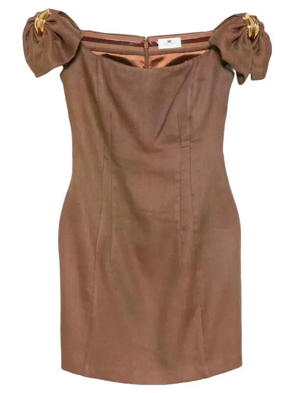 Elisabetta Franchi Off-the-shoulder Bow-detail Dress - Brown