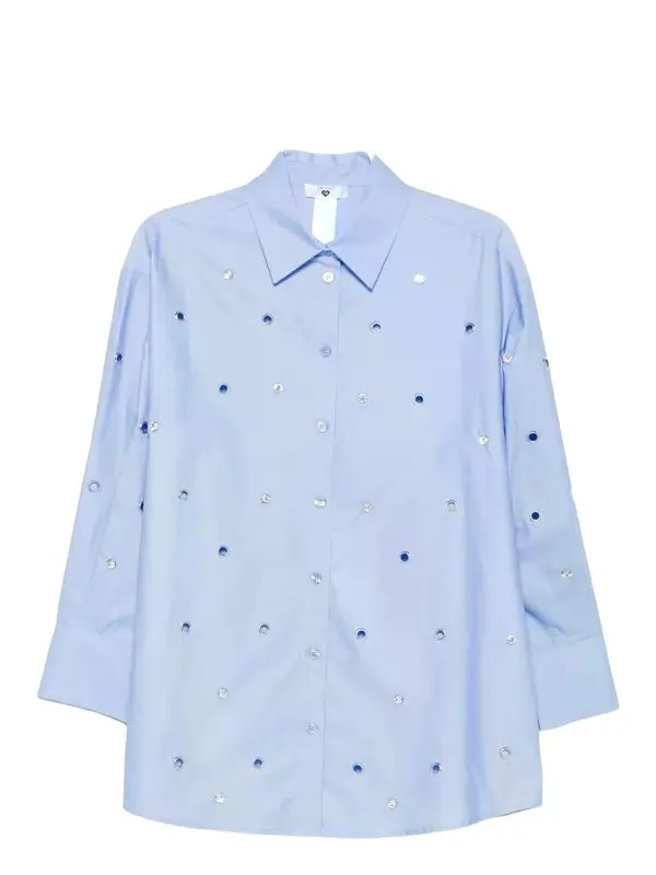 TWINSET Crystal-embellished Eyelet Shirt - Blue