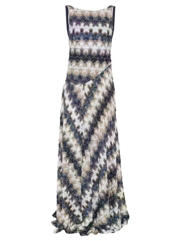 Missoni Zigzag-pattern Open-back Maxi Dress - Neutrals