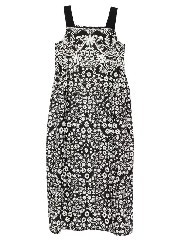 Max Mara Floral-print Sleeveless Midi Dress - Black