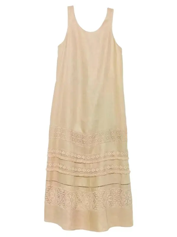 Max Mara Lace-insert Midi Dress - Neutrals