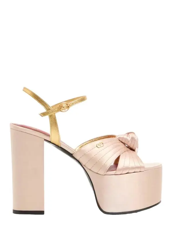 Valentino Garavani Satin Crushed Platform Sandals - Pink