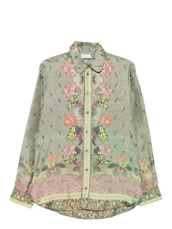 PIERRE-LOUIS MASCIA Floral-print Shirt - Green