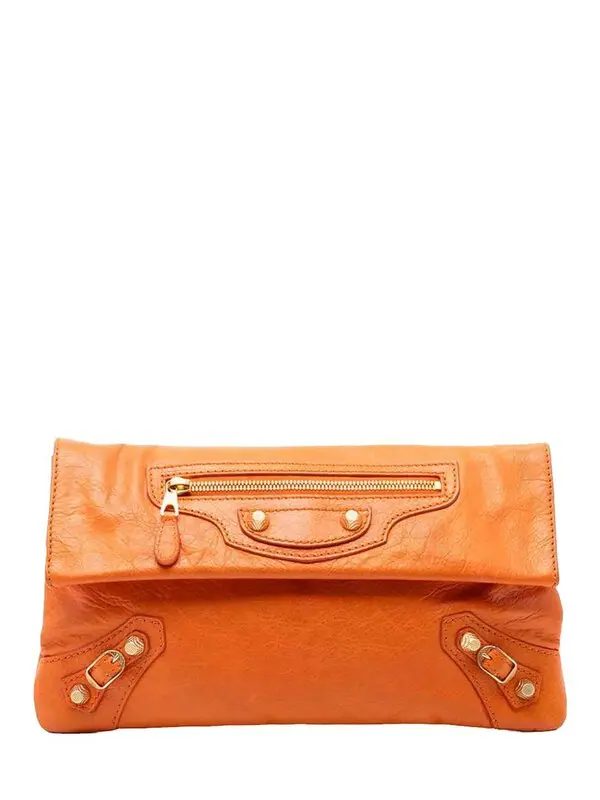 Balenciaga 2013 Lambskin Motocross Giant 12 Envelope Clutch - Orange