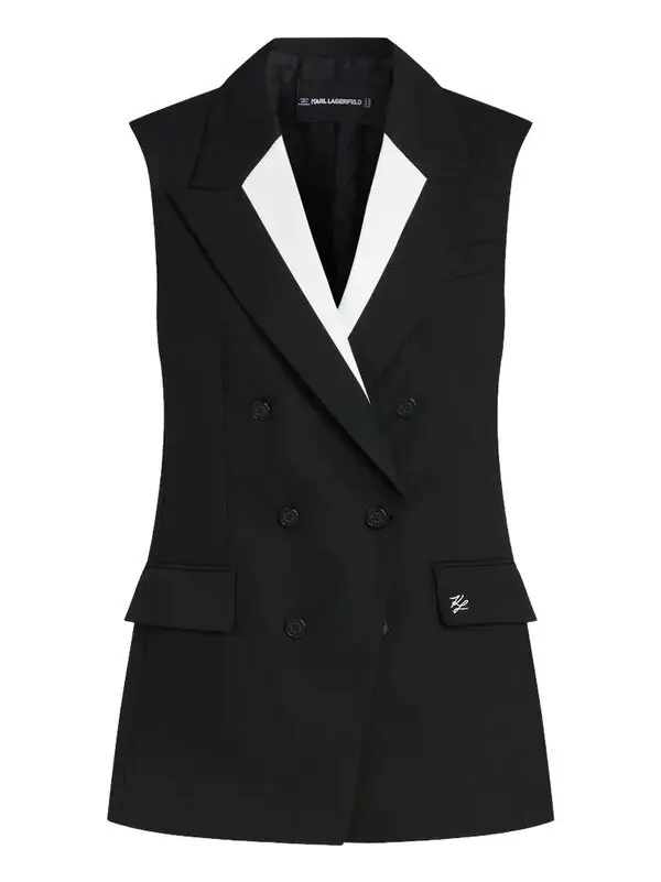 Karl Lagerfeld Double-breasted Tailored Vest - Black