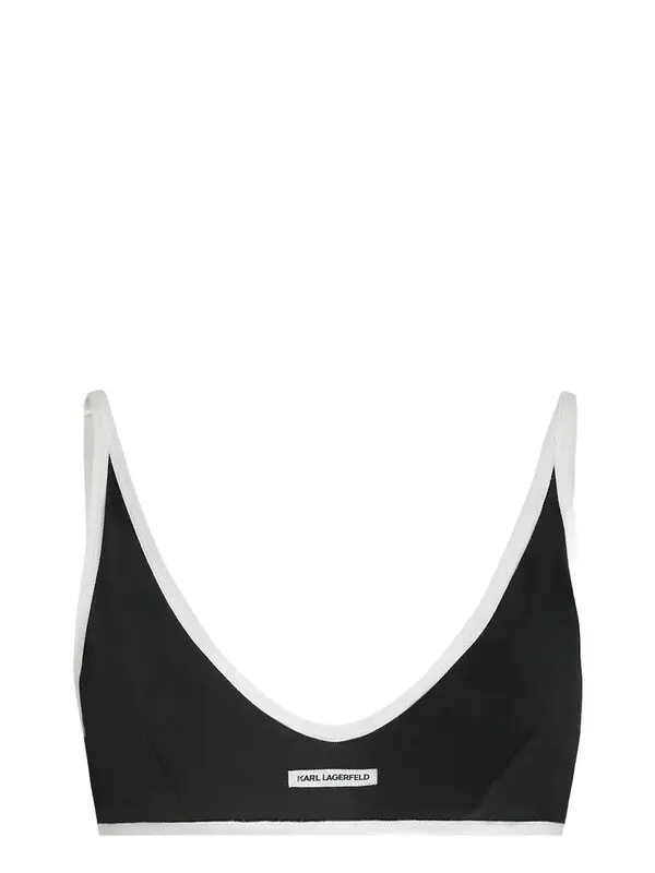 Karl Lagerfeld Logo-patch Contrast-trim Bra - Black