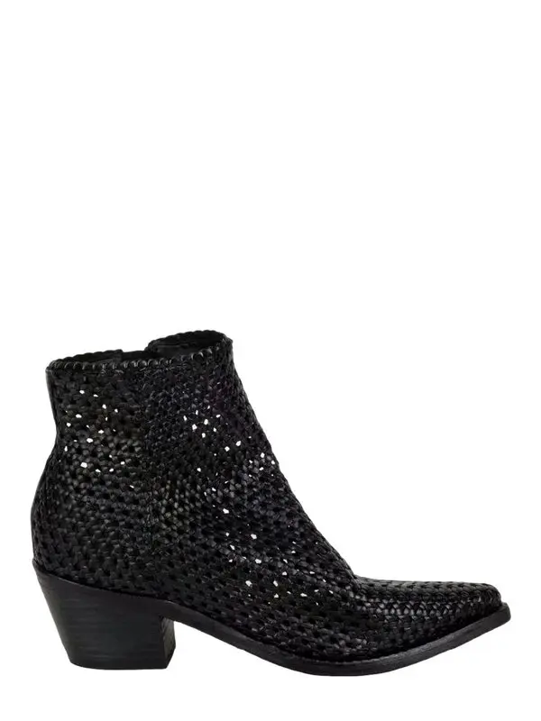 ZOLFO Interwoven Leather Ankle Boots - Black