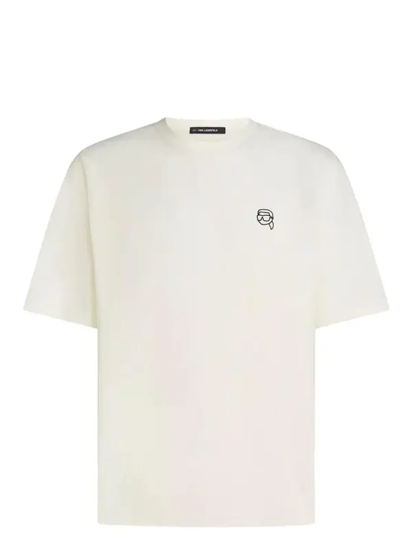 Karl Lagerfeld Logo-embroidery T-shirt - Neutrals