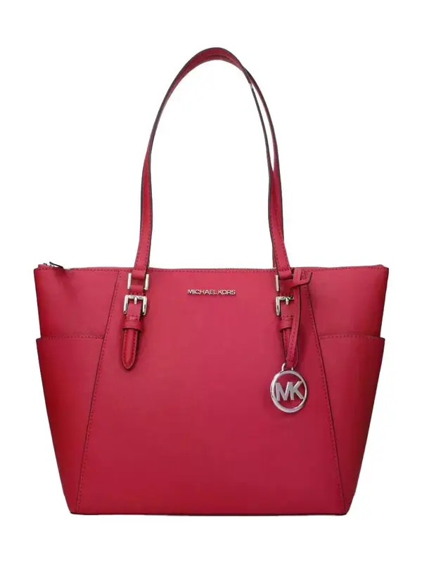 Michael Kors Leather Tote Bag With Logo Plaque - Pink