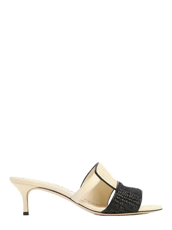 Manolo Blahnik Fabiolamu Woven Leather-trim Sandals - Neutrals