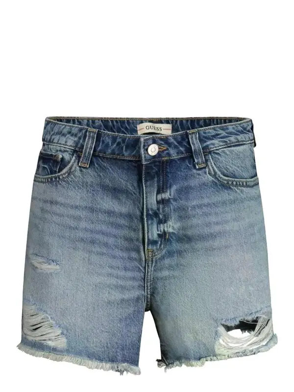 Guess Distressed Frayed Hem Shorts - Blue