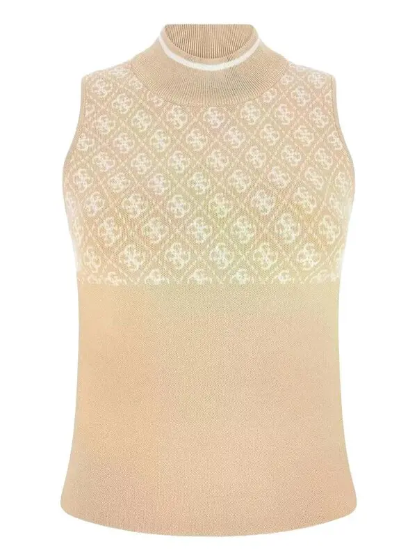 Guess Logo Pattern Sleeveless Top - Neutrals