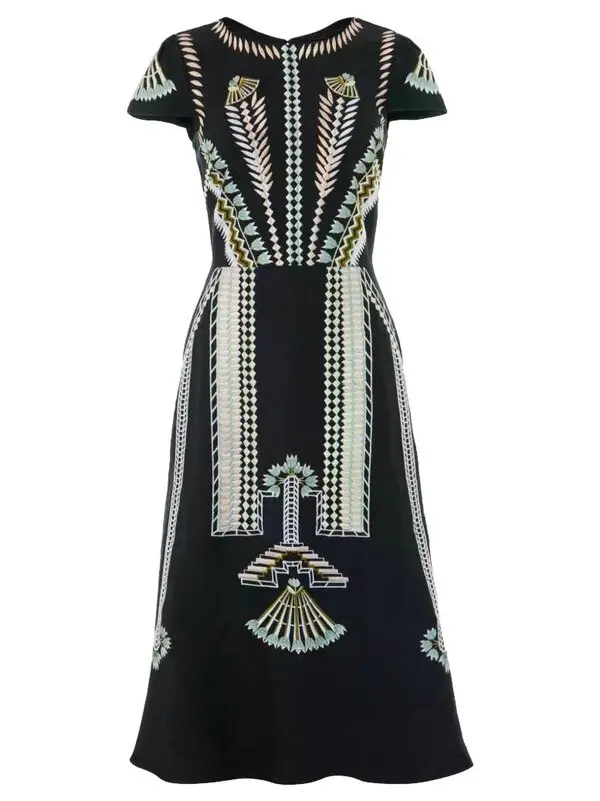 TEMPERLEY LONDON Avalon Embroidered Linen Dress - Black