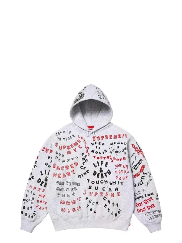 Supreme Graphic-print Hoodie - Grey