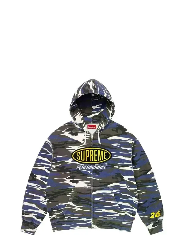 Supreme Camouflage-print Zip-up Hoodie - Blue