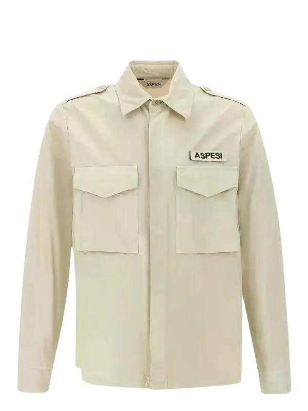 Aspesi Logo-patch Shirt - Neutrals