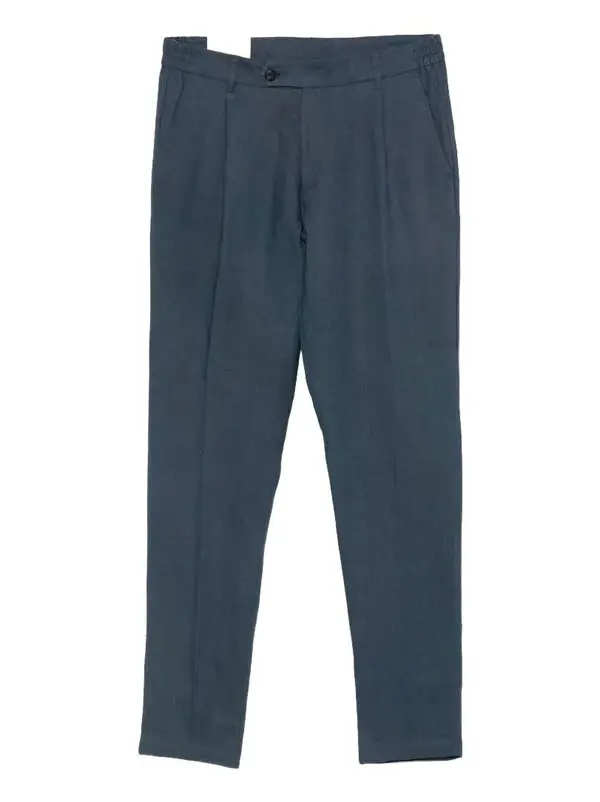 Eleventy Pleated Linen Trousers - Blue