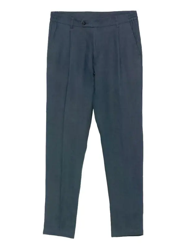 Eleventy Pleated Linen Trousers - Blue