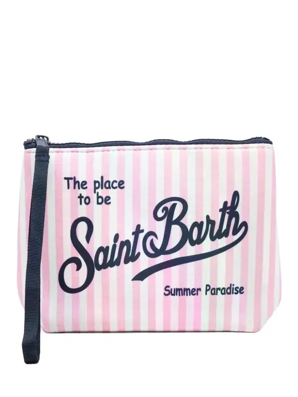 MC2 SAINT BARTH Striped Logo-print Clutch - Pink