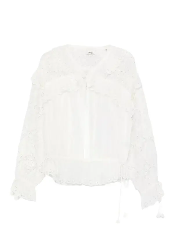 Isabel Marant Broderie-anglaise Drawstring Blouse - White