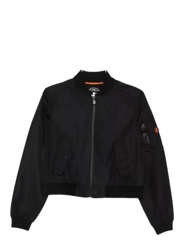 SAVE THE DUCK Ribbed-trim Cropped Bomber Jacket - Black
