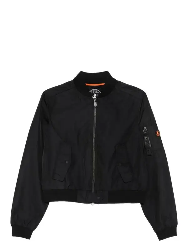 SAVE THE DUCK Ribbed-trim Cropped Bomber Jacket - Black