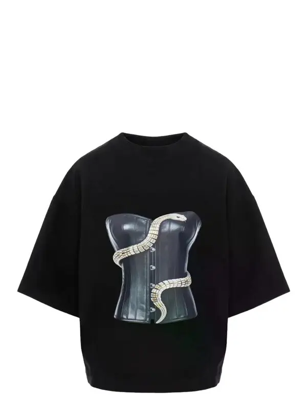 HAMZA Eva Snake Corset T-shirt - Black