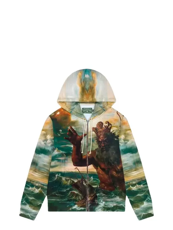 DENIM TEARS Poseidon's Revenge Zip-up Hoodie - Green