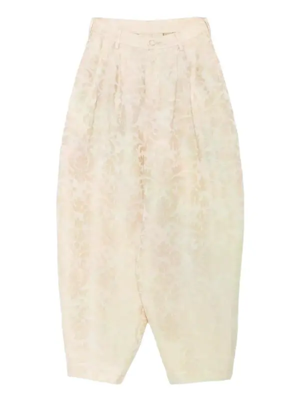 UMA WANG Jacquard Pleated Trousers - Neutrals