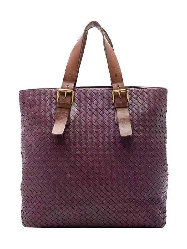Bottega Veneta 2010 Bicolor Nappa Intrecciato Belt Strap Tote Bag - Purple