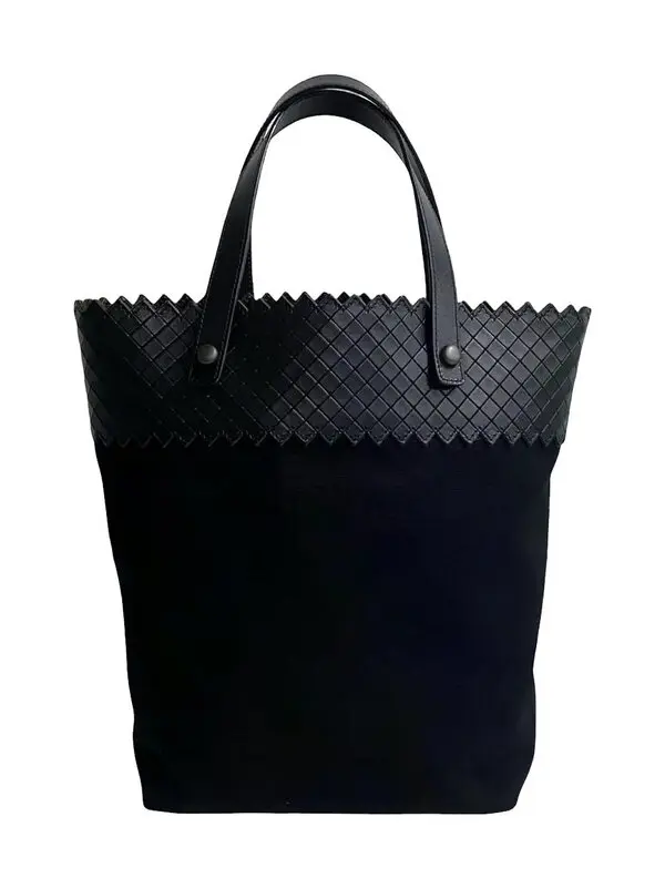 Bottega Veneta Intrecciomirage Trimmed Canvas Tote Bag - Black