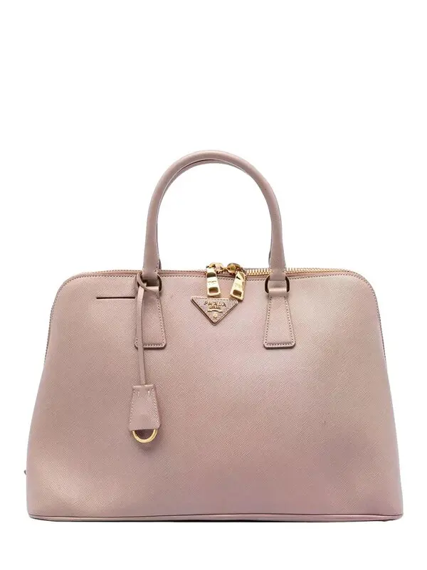 Prada Large Saffiano Lux Promenade Satchel - Brown