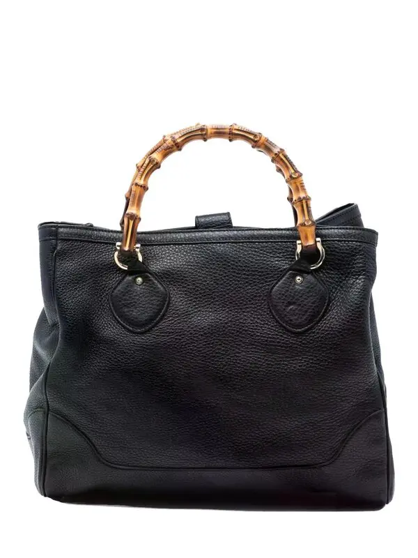 Gucci Leather Bamboo Diana Tote Bag - Black