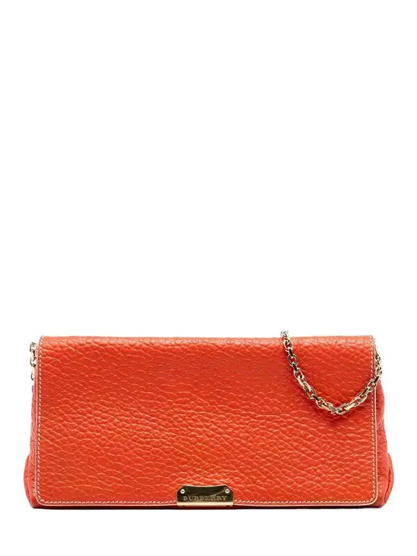Burberry 2000-2017 Medium Grained Calfskin Mildenhall Crossbody Bag - Orange