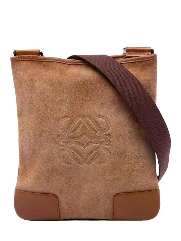 Loewe 2005 Suede Anagram Crossbody Bag - Brown