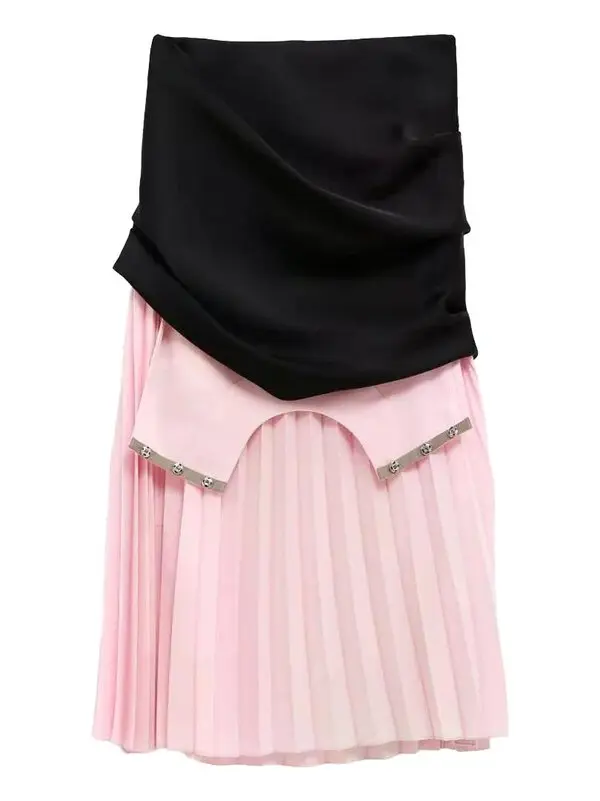 JULIE KEGELS Pleated Draped Midi Skirt - Pink
