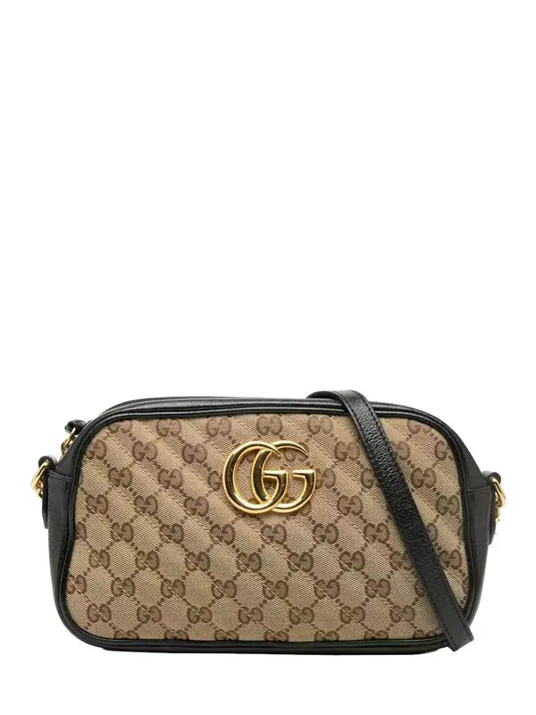 Gucci Gg Marmont Canvas And Leather Crossbody Bag - Neutrals