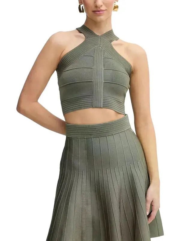 Guess Ribbed Halter-neck Tank Top - Green