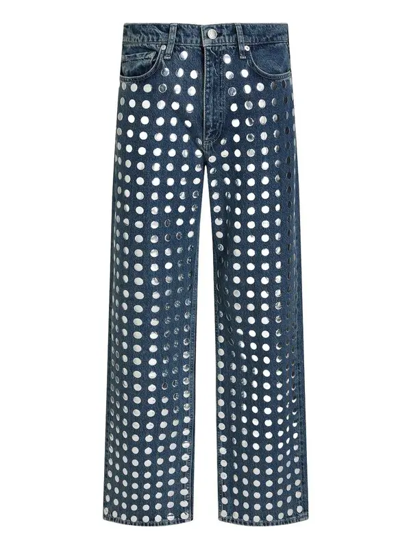 Rag & Bone Shea Studded High-rise Straight-leg Jeans - Dark Denim