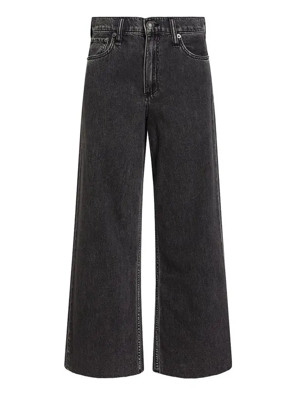Rag & Bone Andi Cropped High-rise Wide-leg Jeans - Black