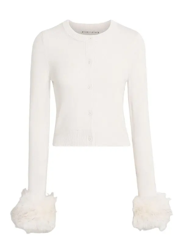 Alice + Olivia Dollie Wool-blend Cardigan - Ecru