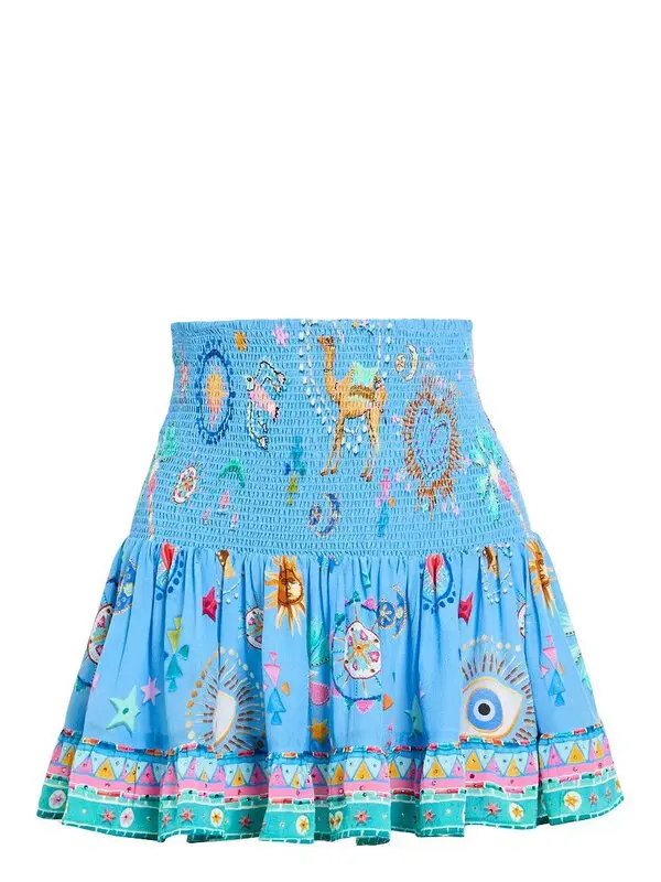 Camilla Crystal-embellished Printed Silk Crepe De Chine Mini Skirt - Azure