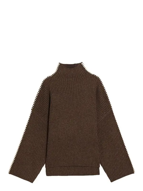 Rag & Bone Ingrid Embroidered Wool Turtleneck Sweater - Brown