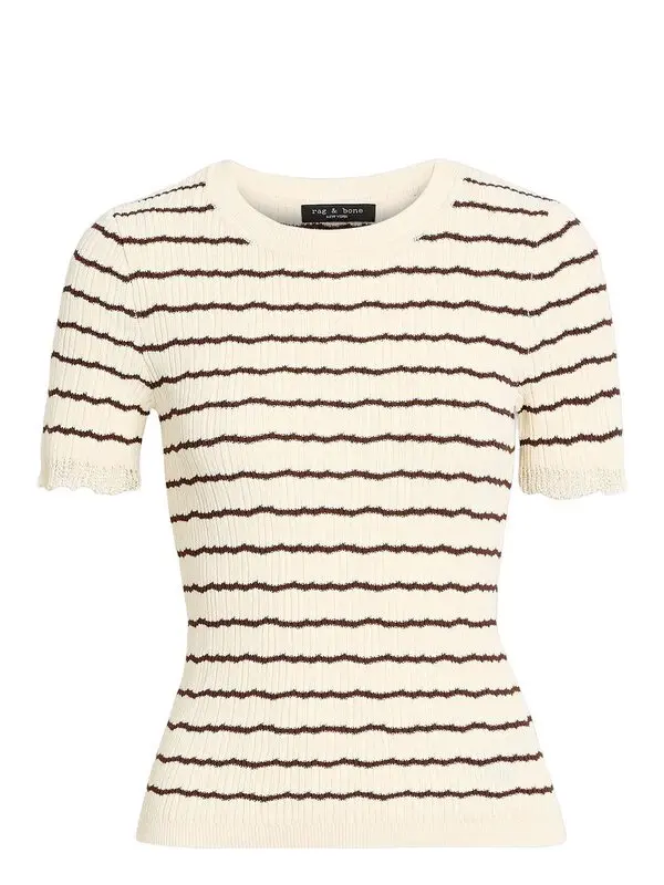 Rag & Bone Chiara Striped Ribbed Top - Ivory