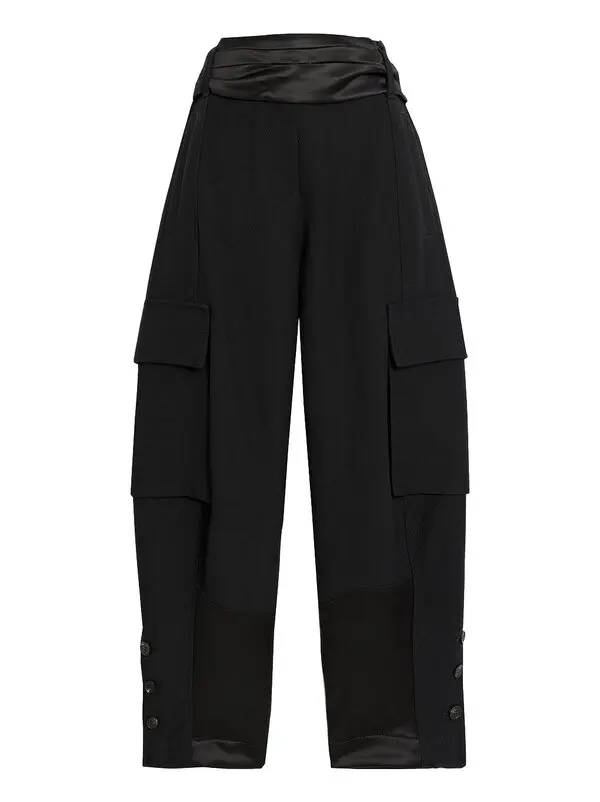 Brunello Cucinelli Cropped Satin-trimmed Cotton And Linen-blend Twill Tapered Pants - Black