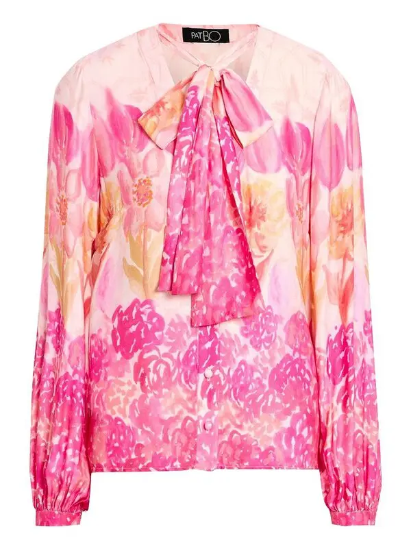 PatBO Sintra Pussy-bow Printed Blouse - Fuchsia