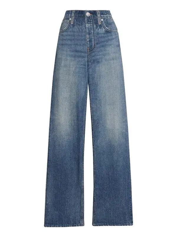 Rag & Bone Miramar Denim-effect Wide-leg Pants - Mid Denim